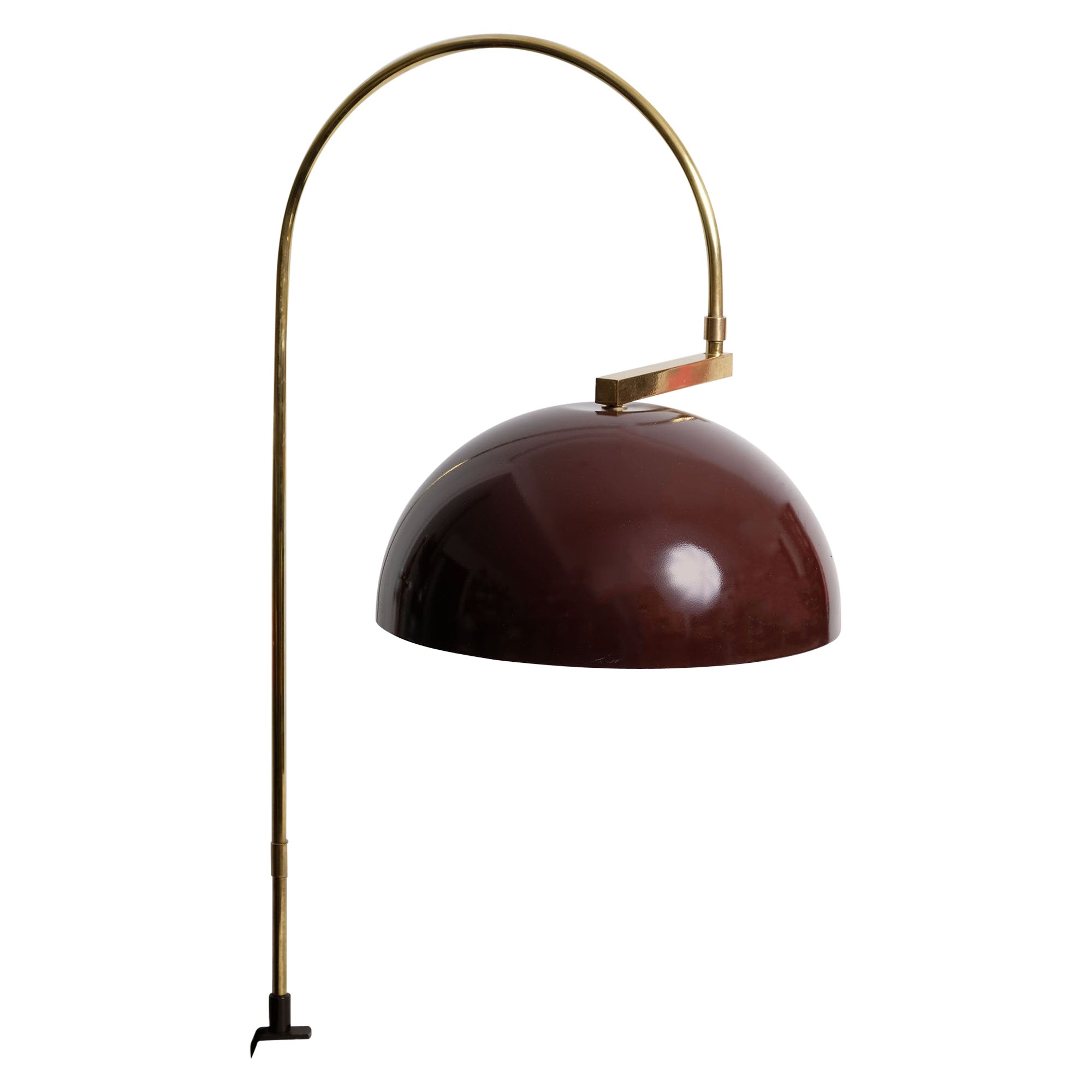 Italian brass swing arm clamp lamp, 1970's For Sale at 1stDibs