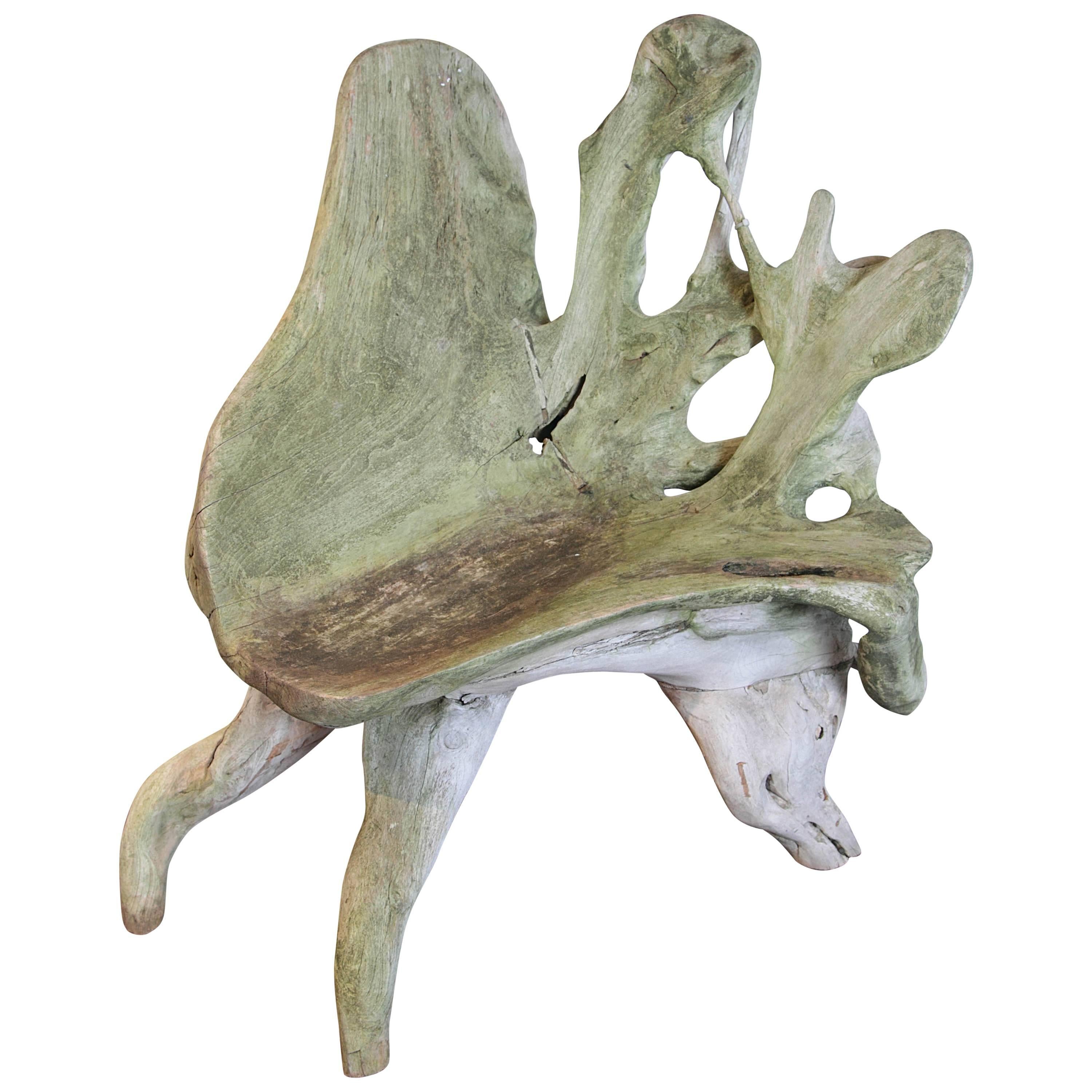 Organic Shape Teak Garden Bench at 1stDibs