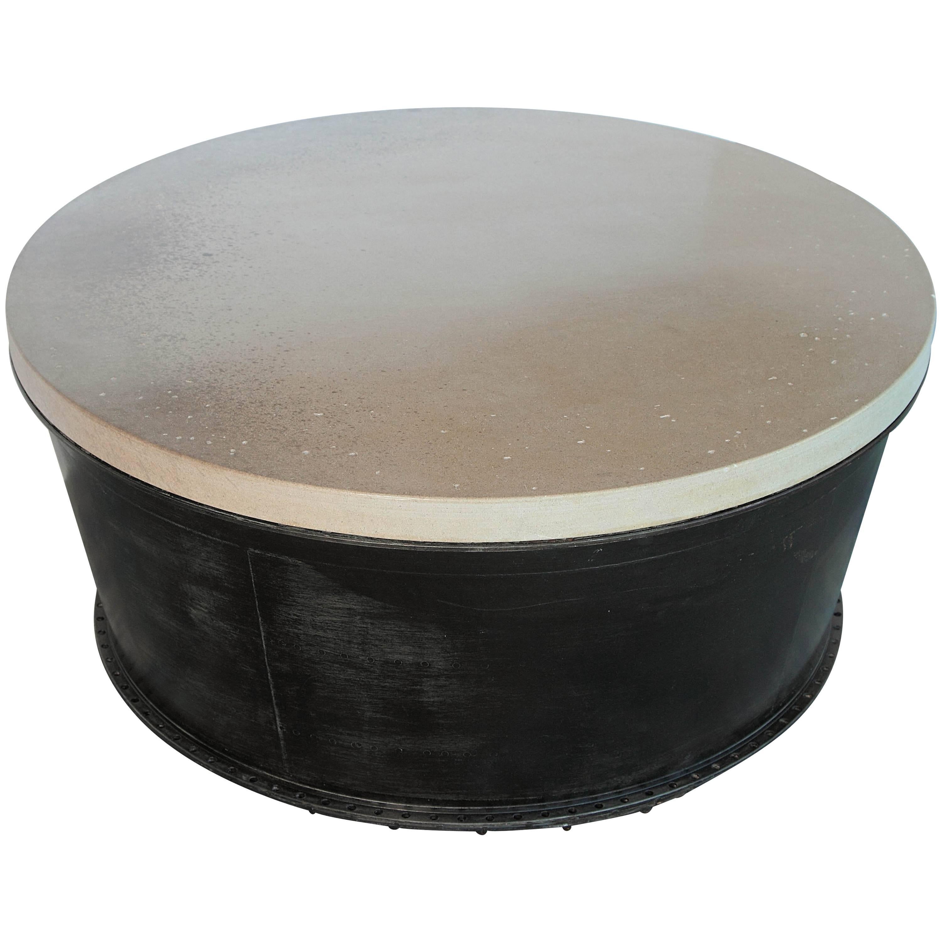 Vintage Ebonized Aluminum Aircraft Element with Limestone Top at 1stDibs