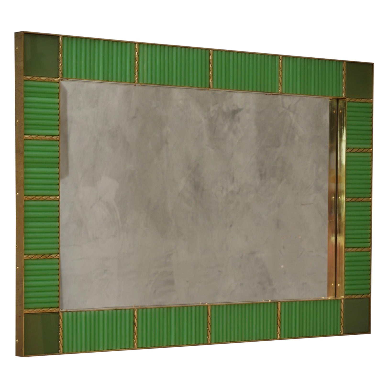 Murano Glass and Brass Mid-Century Consolle Wall Mirror, 2000 For Sale ...