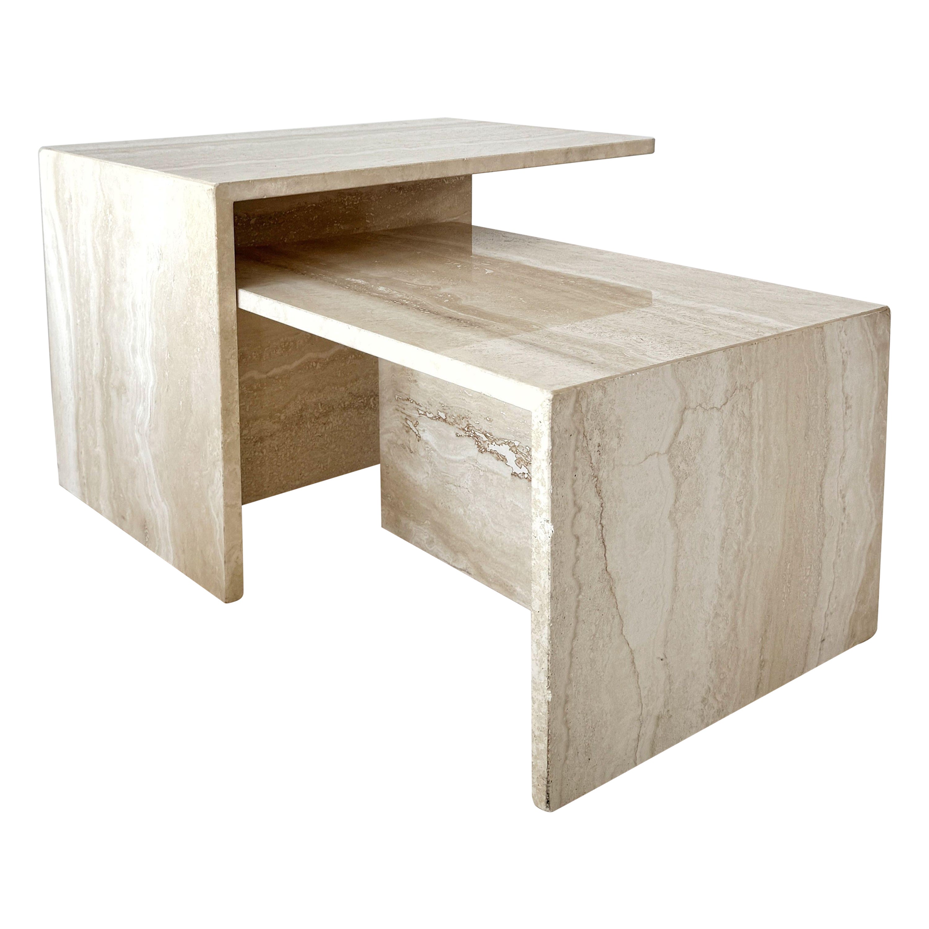 Vintage Travertine Nesting Coffee Tables or Side Tables For Sale at 1stDibs