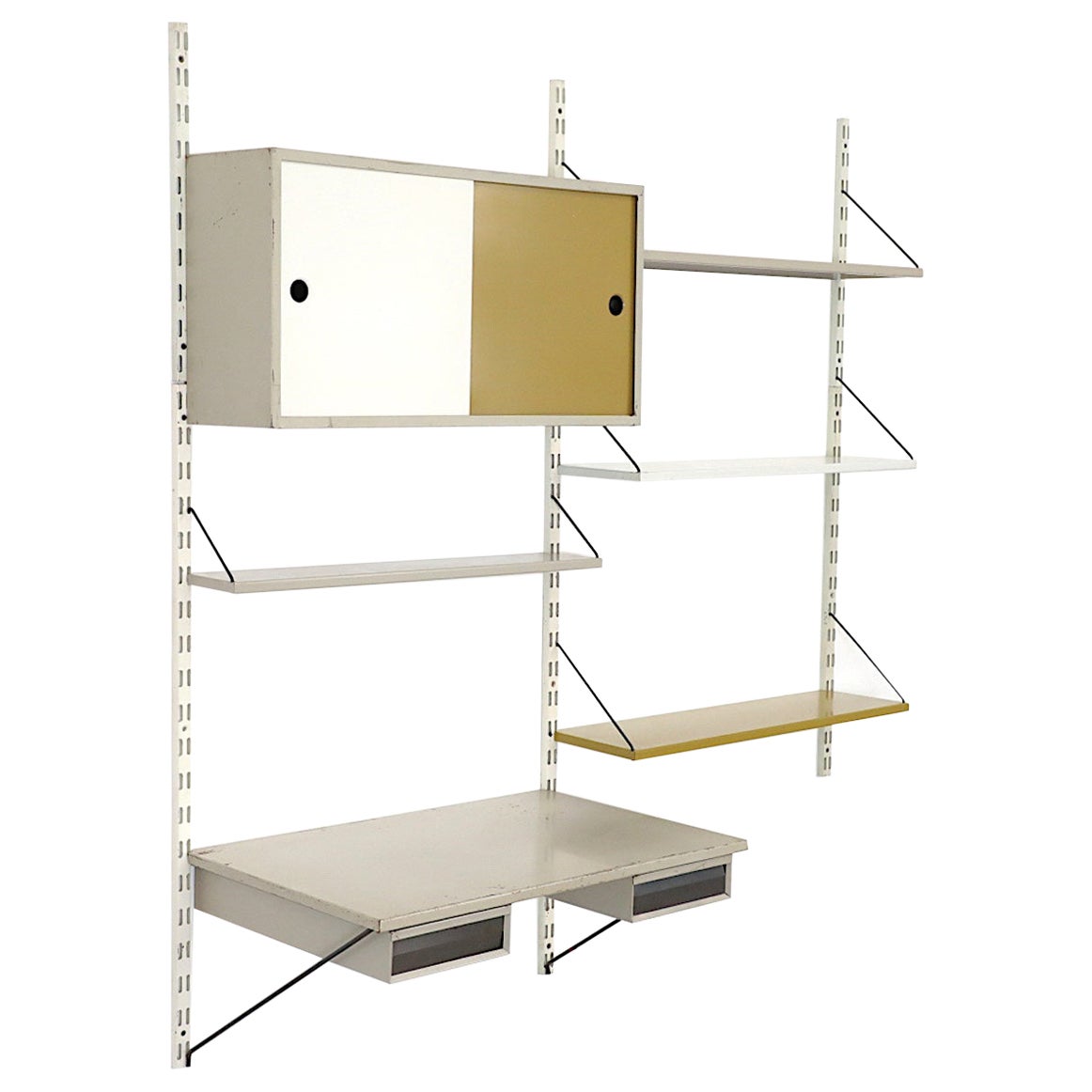 Pilastro Two Section Wall Shelving Unit with Magazine Display, Light ...