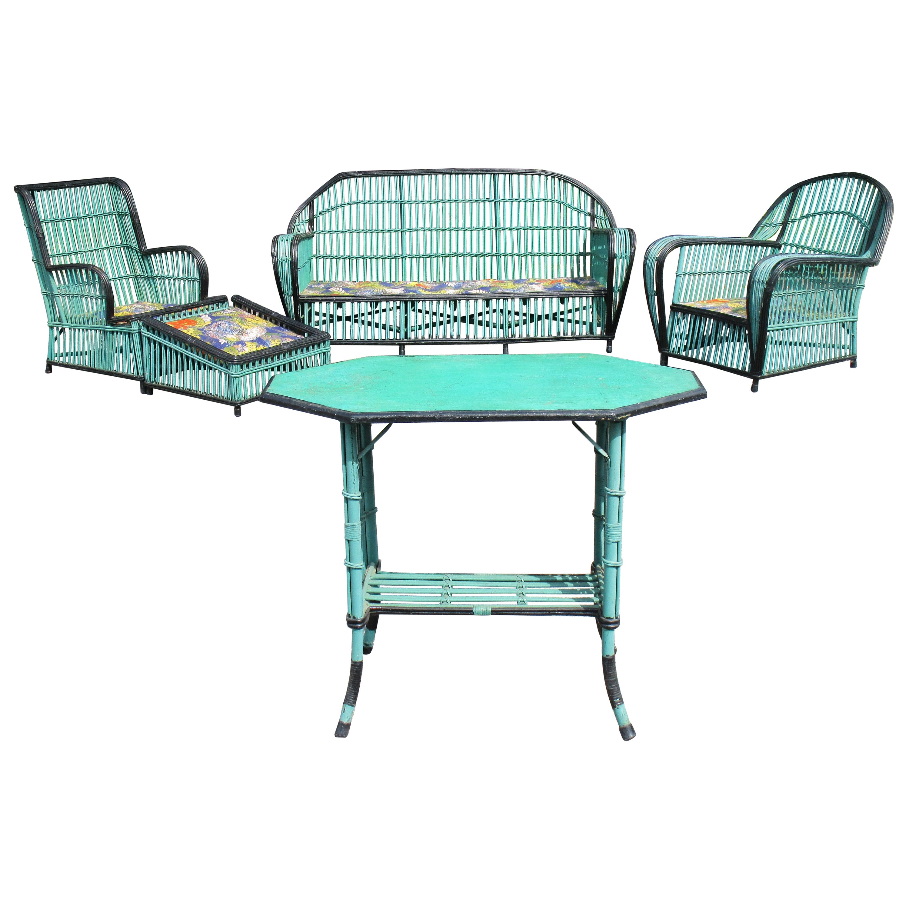 American Art Deco Five Piece Stick Wicker Set, Circa 1930 For Sale at ...