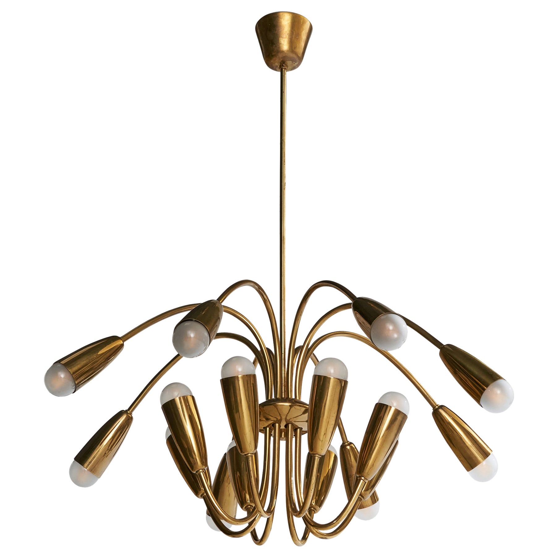 Harald Notini, Pendant Light, Glass, Cord, Brass, Sweden, 1920s For ...