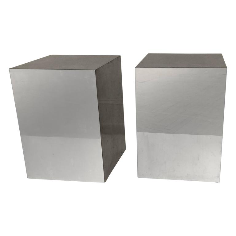 Pair of Paul Evans Directional Cityscape Cube Pedestals or Tables For ...