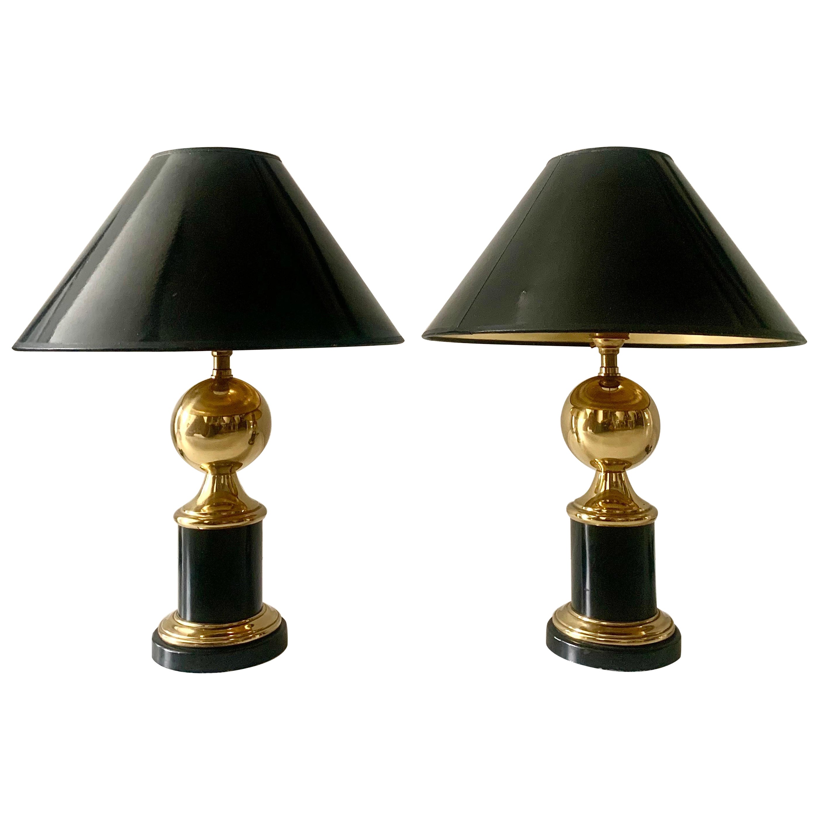 Pair Mid Century Brass ad Metal Lacquered Maison Charles Style Table ...