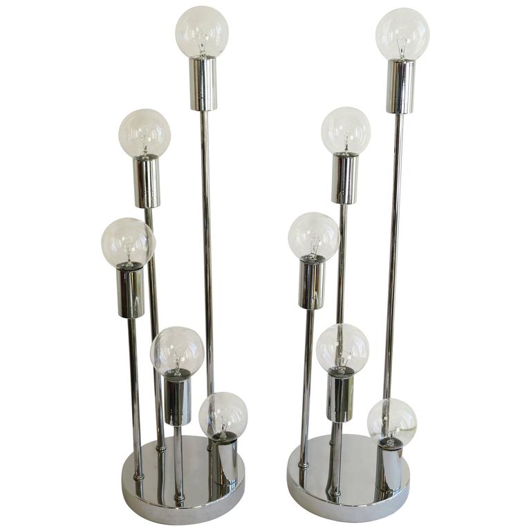 Pair of Chrome Table Lamps by Clover at 1stDibs