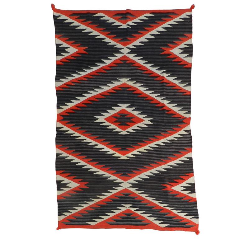 Antique 19th Century Navajo Eyedazzler Moki Blanket at 1stDibs