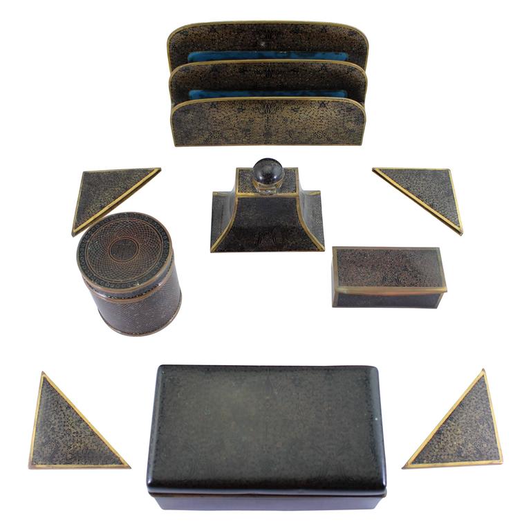 Chinese Cloisonné Ten-Piece Desk Set, circa 1900 at 1stDibs