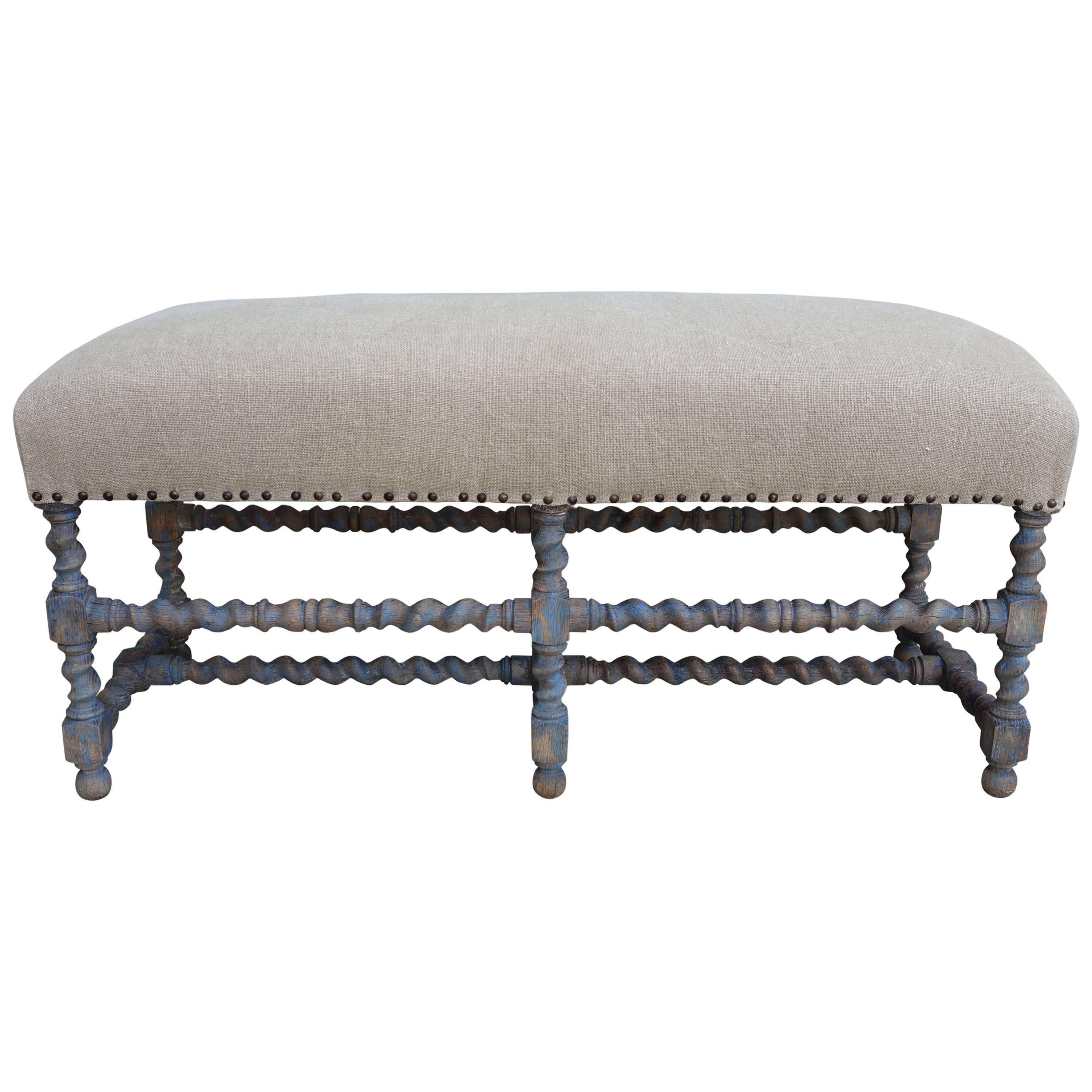 Swedish Painted Barley Twist Bench at 1stDibs