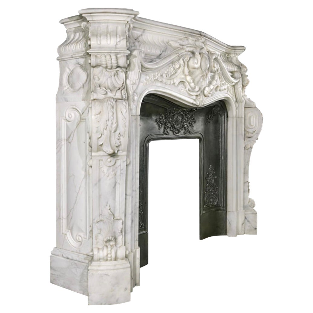 Large Rococo Style Baroquegg Marble Fireplace For Sale at 1stDibs
