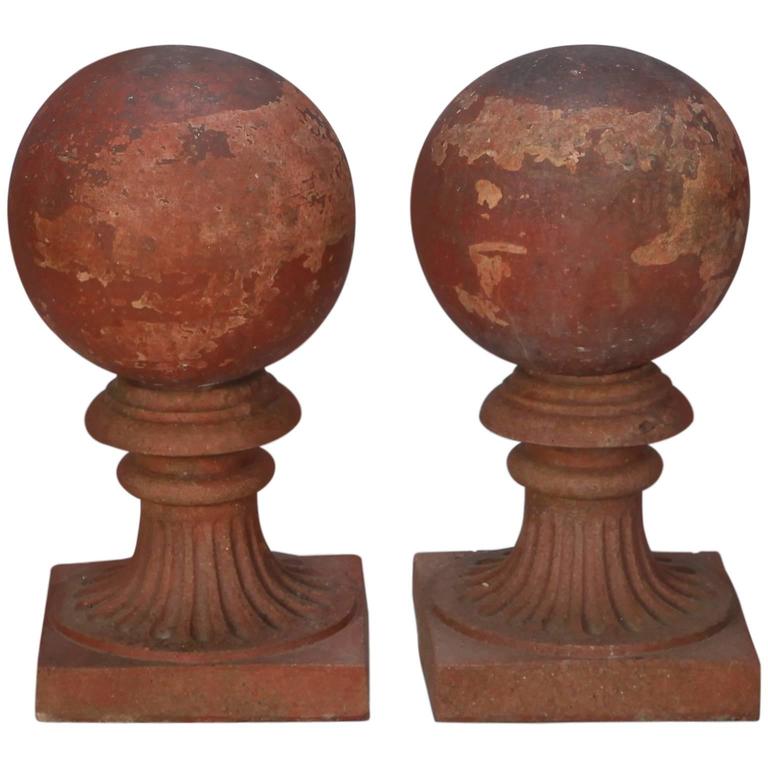 Large Round Terra Cotta Finial on Stand For Sale at 1stdibs