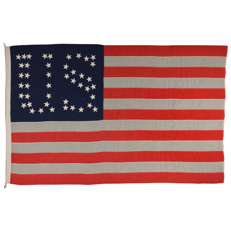 44 Star Flag with Stars That Form the Letters "U.S." For Sale at 1stdibs