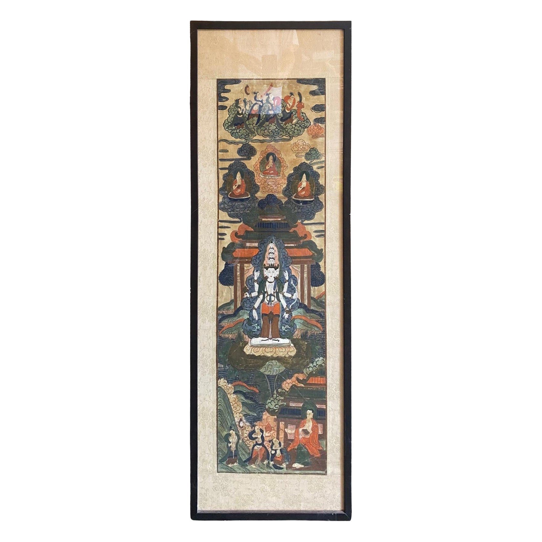 Framed Antique Tibetan Buddhist Thangka For Sale at 1stDibs | antique ...