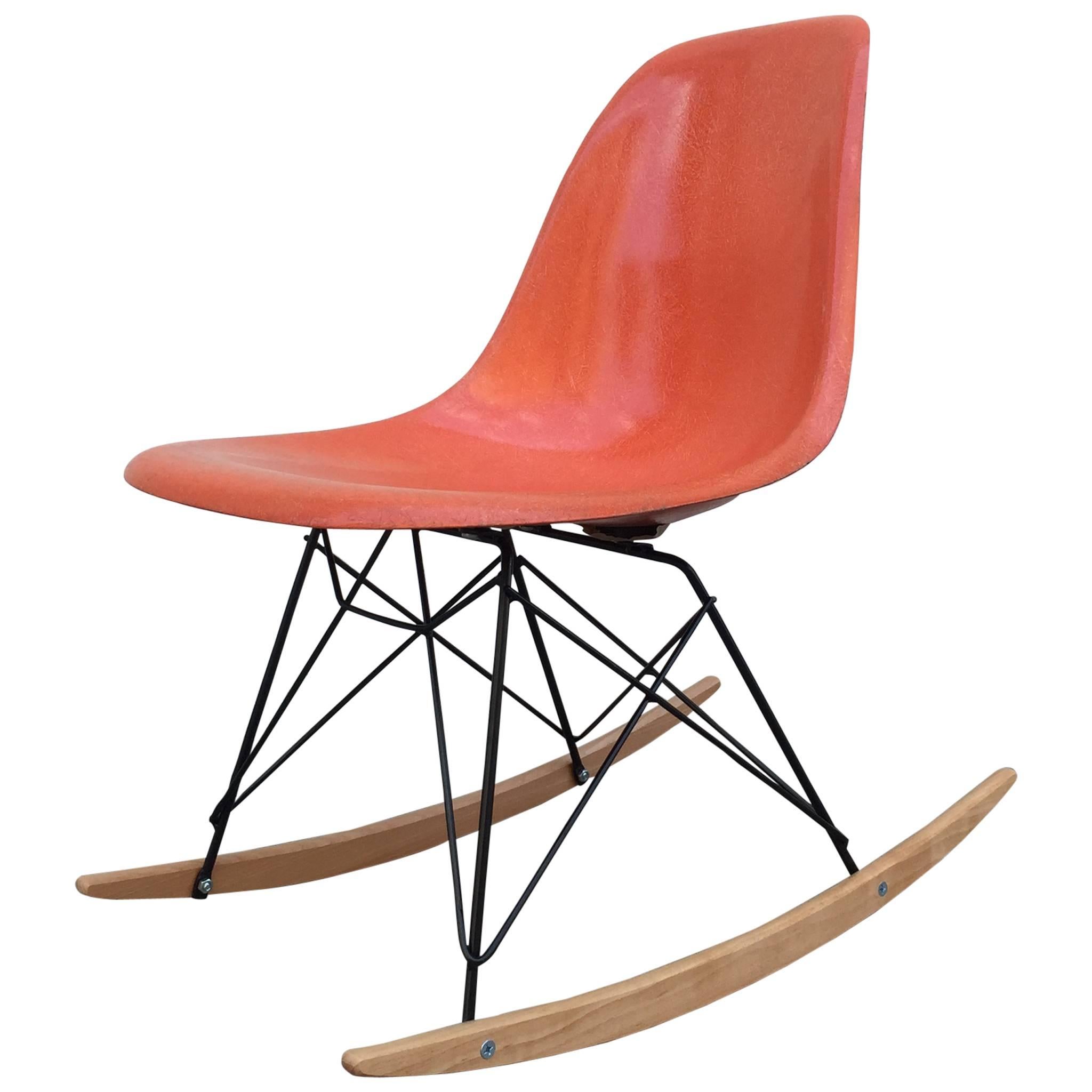 Eames Herman Miller Orange Rocker at 1stDibs