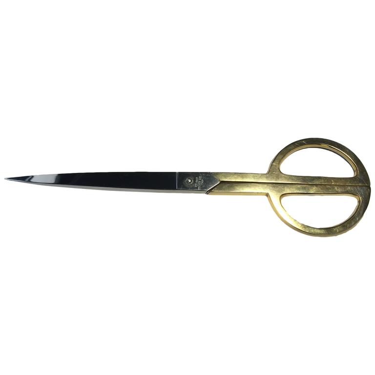 Italian Made Brass Plate and Stainless Steel Scissors For Sale at 1stDibs