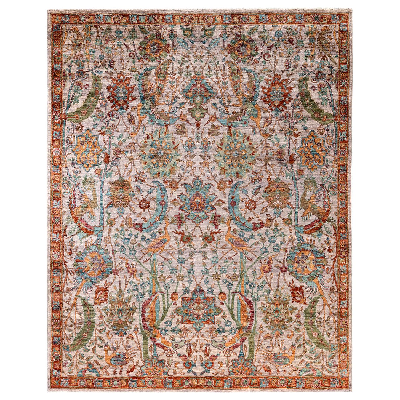 Traditional Infinity Hand Knotted Wool Light Gray Area Rug 8' 1" x 9 ...