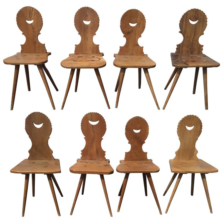 Set of Eight 19th Century Swiss Alpine Chairs at 1stDibs