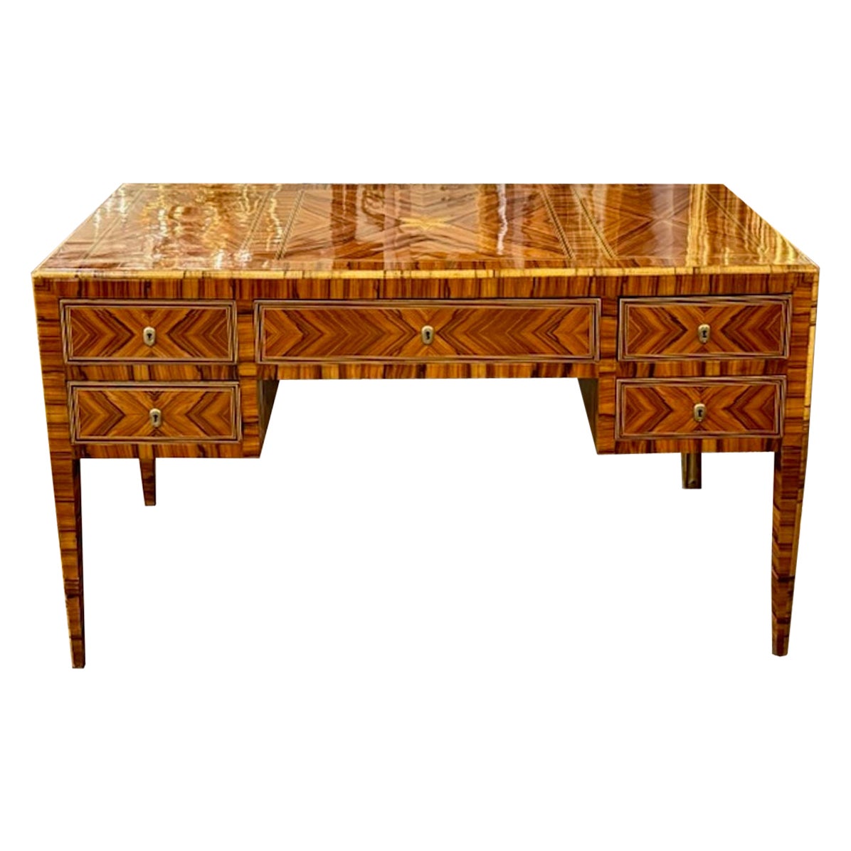 Vintage Boho Italian Burl Wood Writing Desk For Sale at 1stDibs