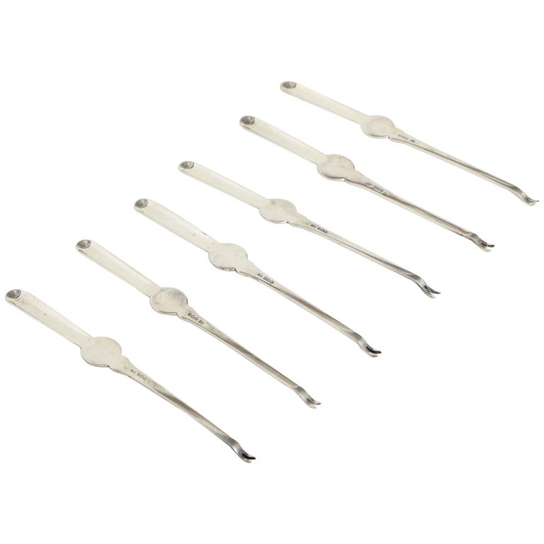English Art Deco Sterling Silver Assembled Set of Six Lobster Picks at ...