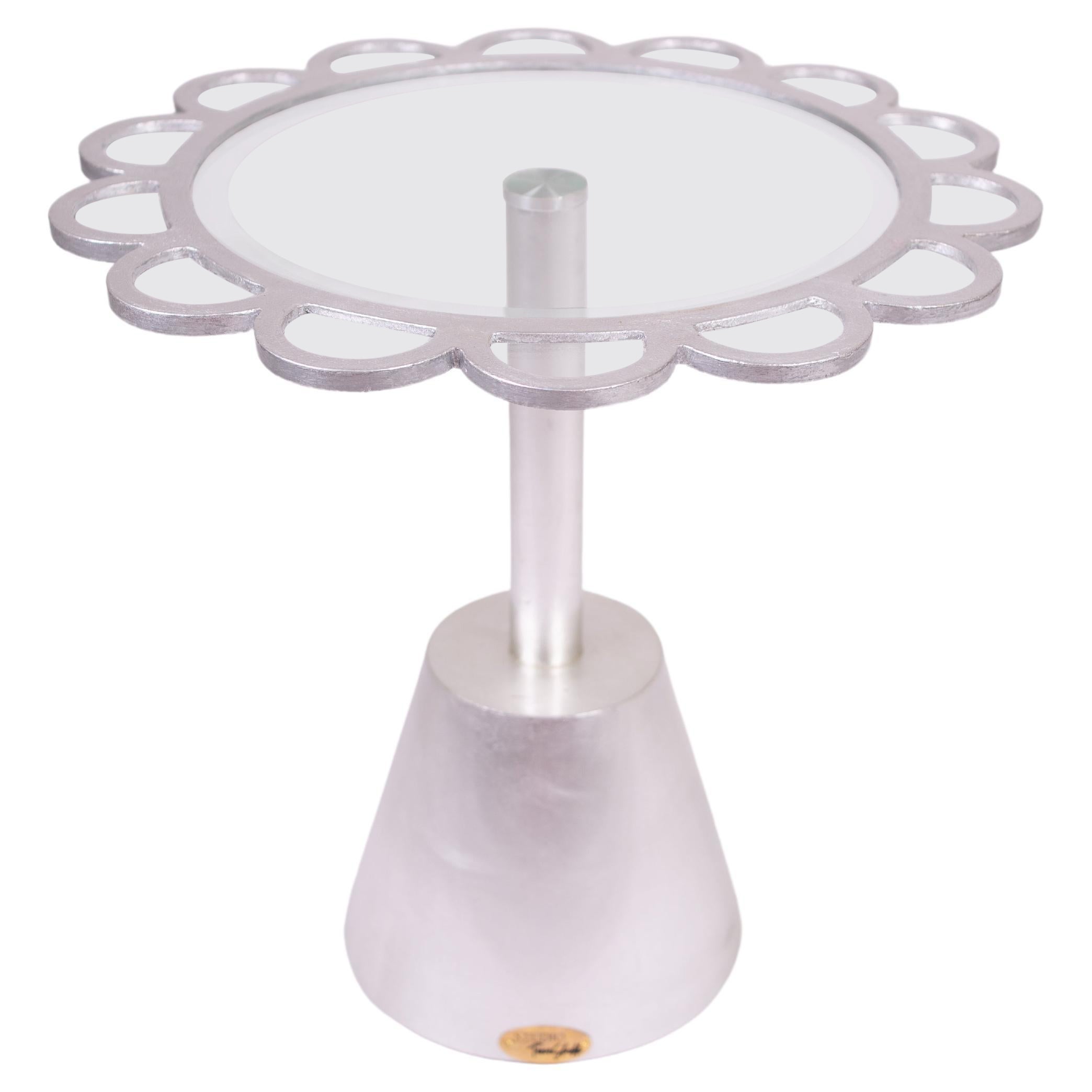 Round Silver Leaf Side Table – Scalloped Floral South Asian Design For ...