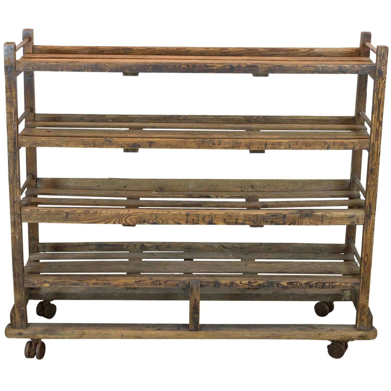 Rustic French Pine Shoe Rack at 1stdibs