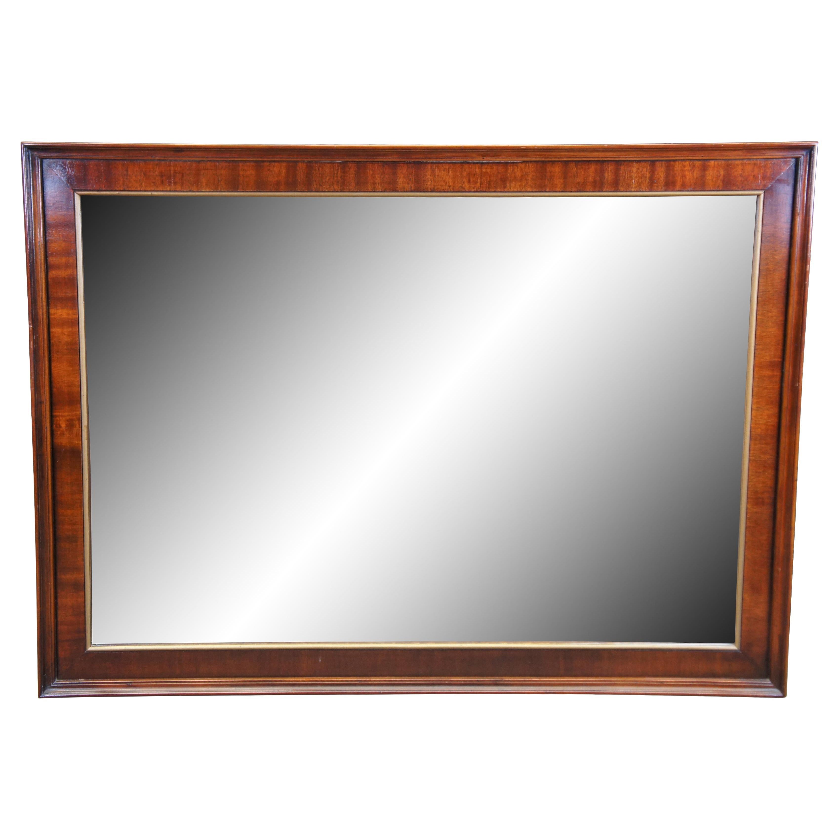 Vintage Traditional Mahogany Rectangular Wall Vanity Mirror w Gold Trim ...