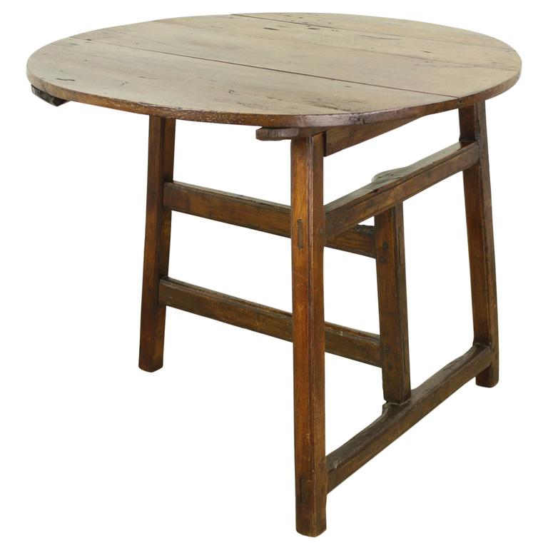 Antique French Folding Cricket Table, Walnut Top, Ash Base at 1stDibs