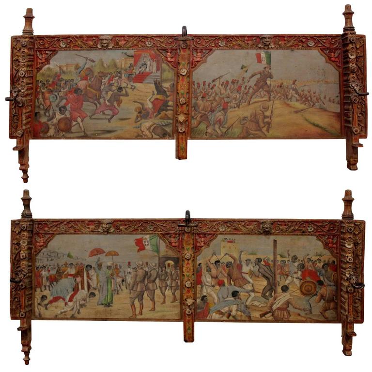 Pair of Late 19th Century Sicilian Processional Cart Panels at 1stDibs