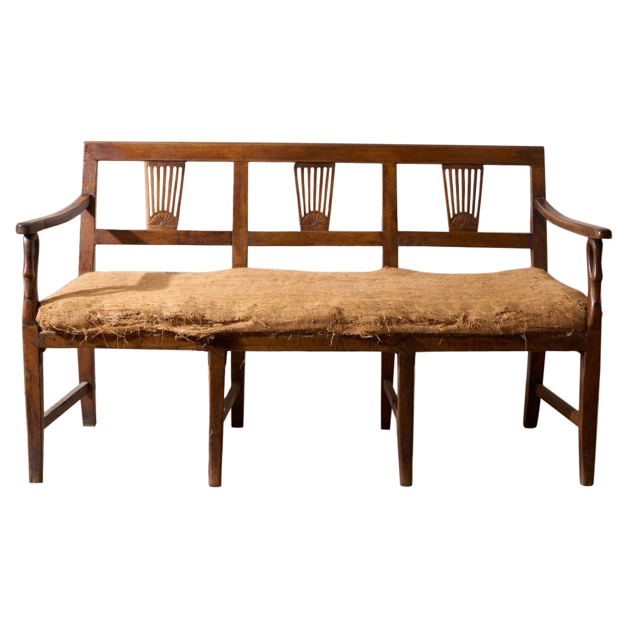 19th century Neoclassical Italian hall bench - 3 seater For Sale at 1stDibs