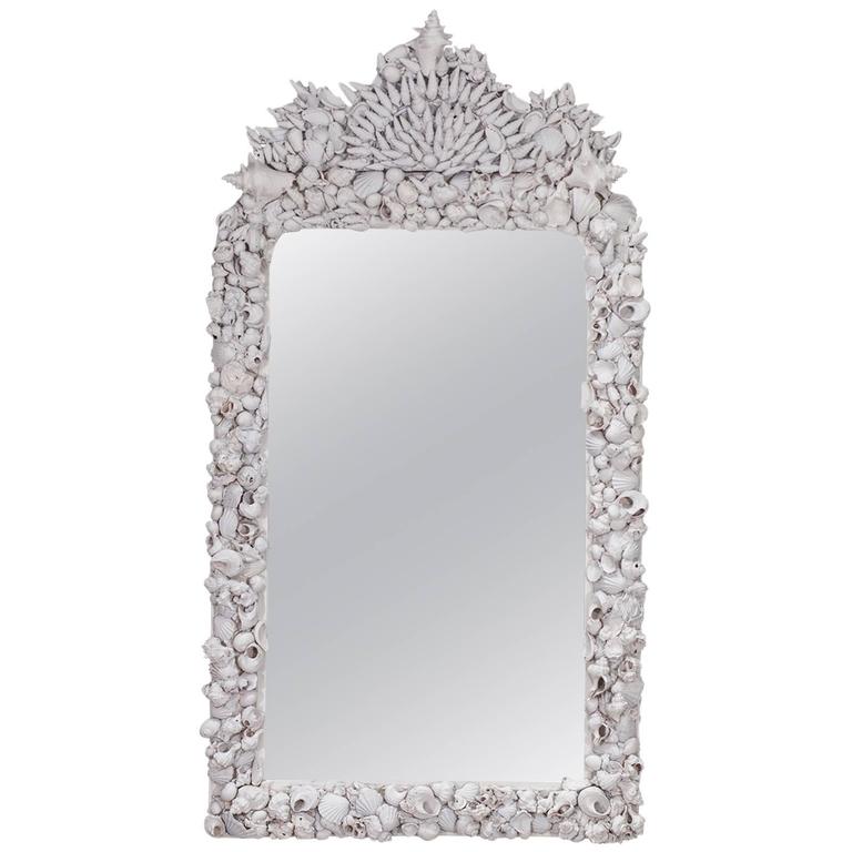 Antique French Painted Shell Mirror, circa 1890 at 1stDibs