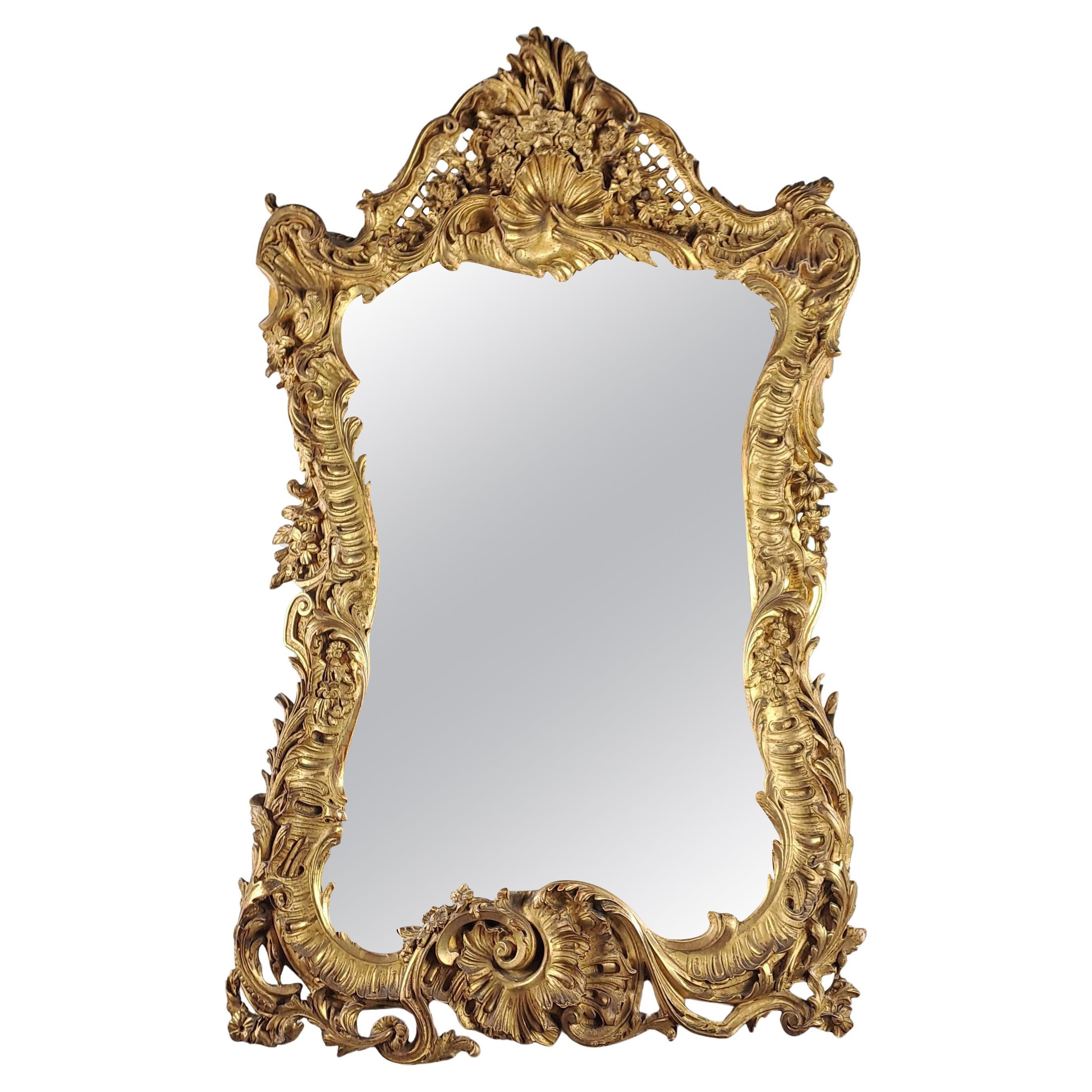 Napoleon III Rocaille Mirror In Gilded Wood And Stucco For Sale at 1stDibs