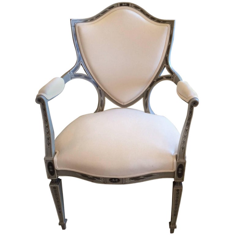 Dramatic Adam Style Hand-Painted and Upholstered Armchair For Sale at ...