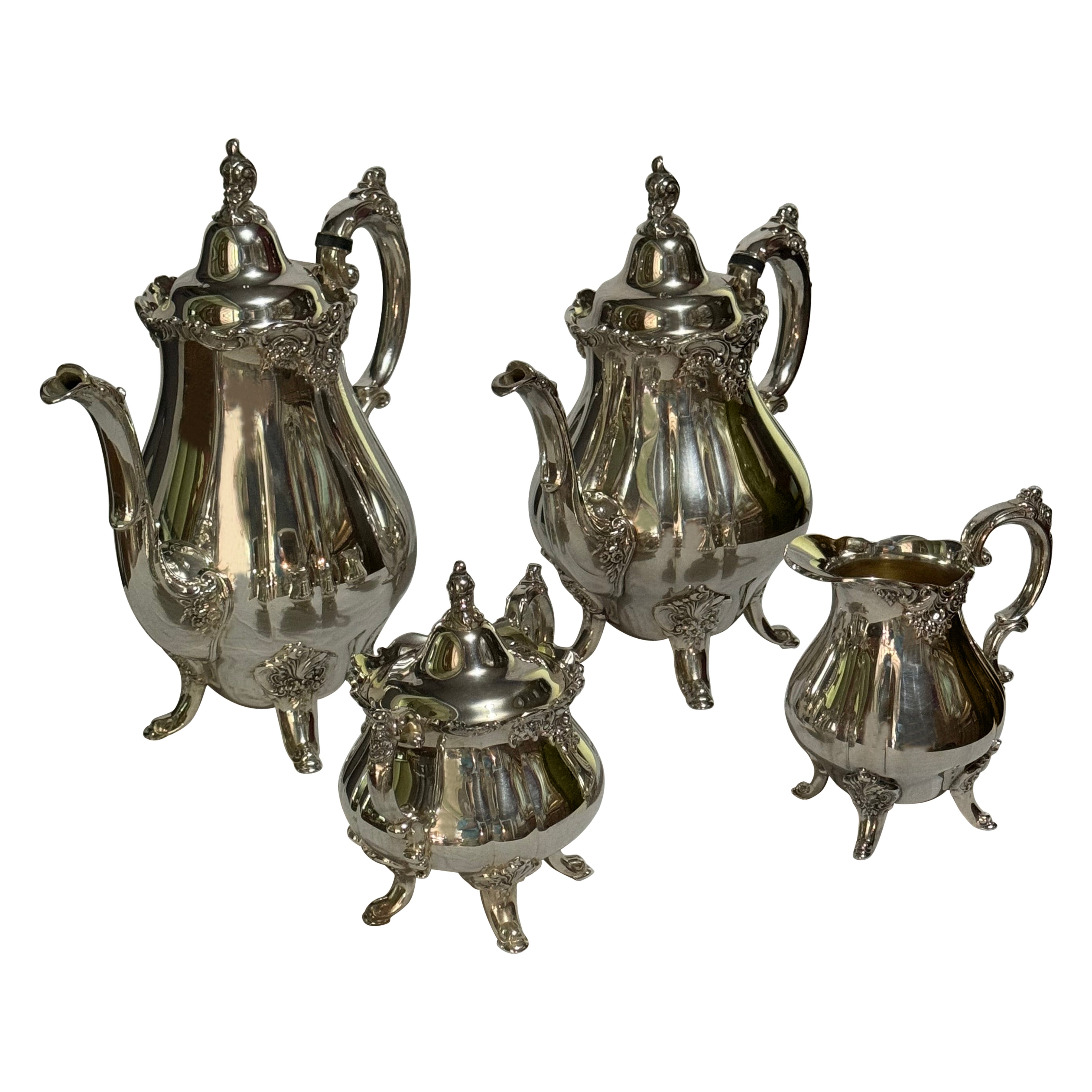 Vintage Wallace Baroque silverplate set 4 piece set For Sale at 1stDibs