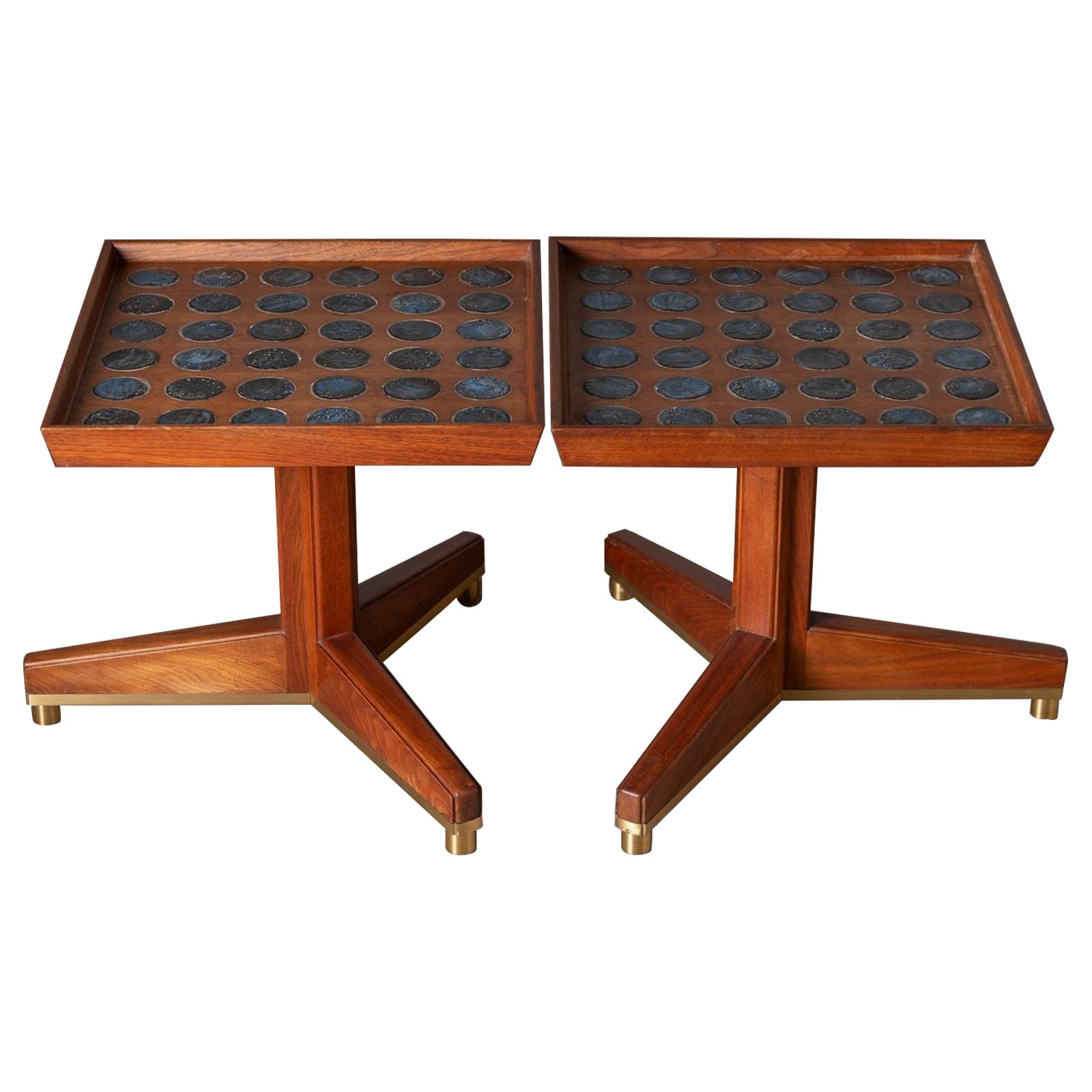 Edward Wormley "Janus" Occasional Tables with Natzler Tiles for Dunbar ...