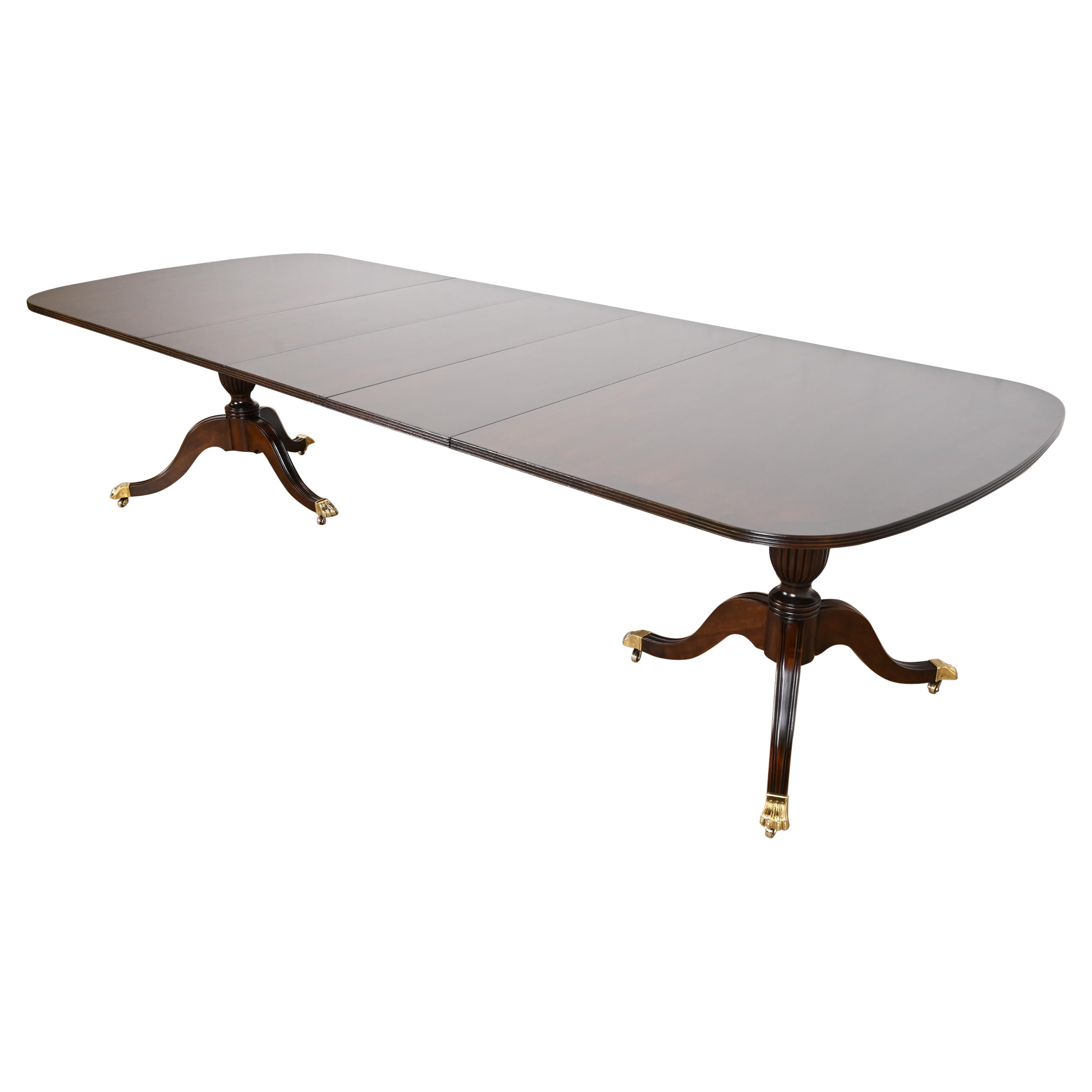 Georgian Banded Mahogany Double Pedestal Extension Dining Table ...