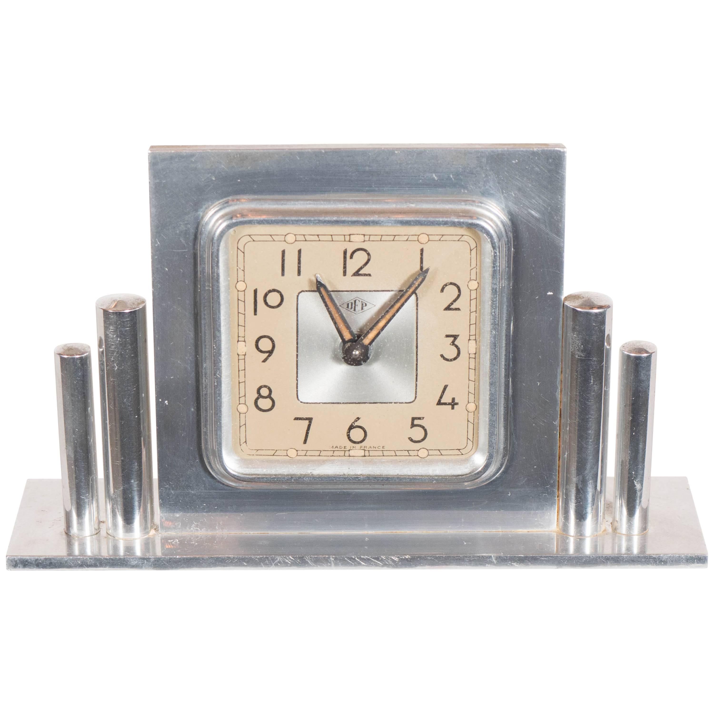 Art Deco Machine Age Skyscraper Style Polished Aluminum Clock by DEP at ...