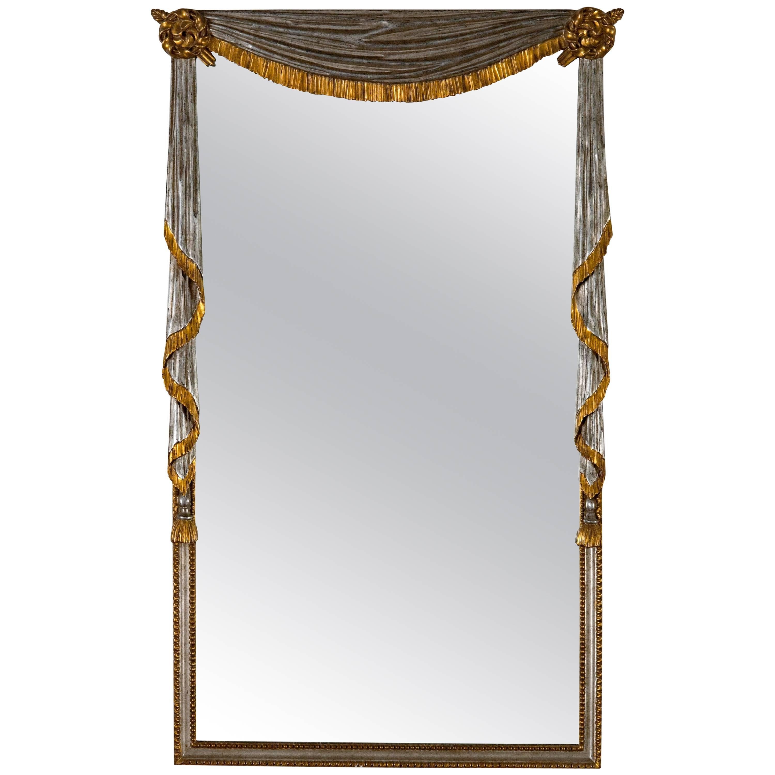 Drape Mirror with Jabot Sides in Gold and Silver at 1stDibs