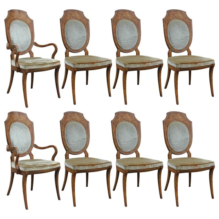 Stunning Set of Eight Burl Dining Chairs by Mastercraft at 1stDibs