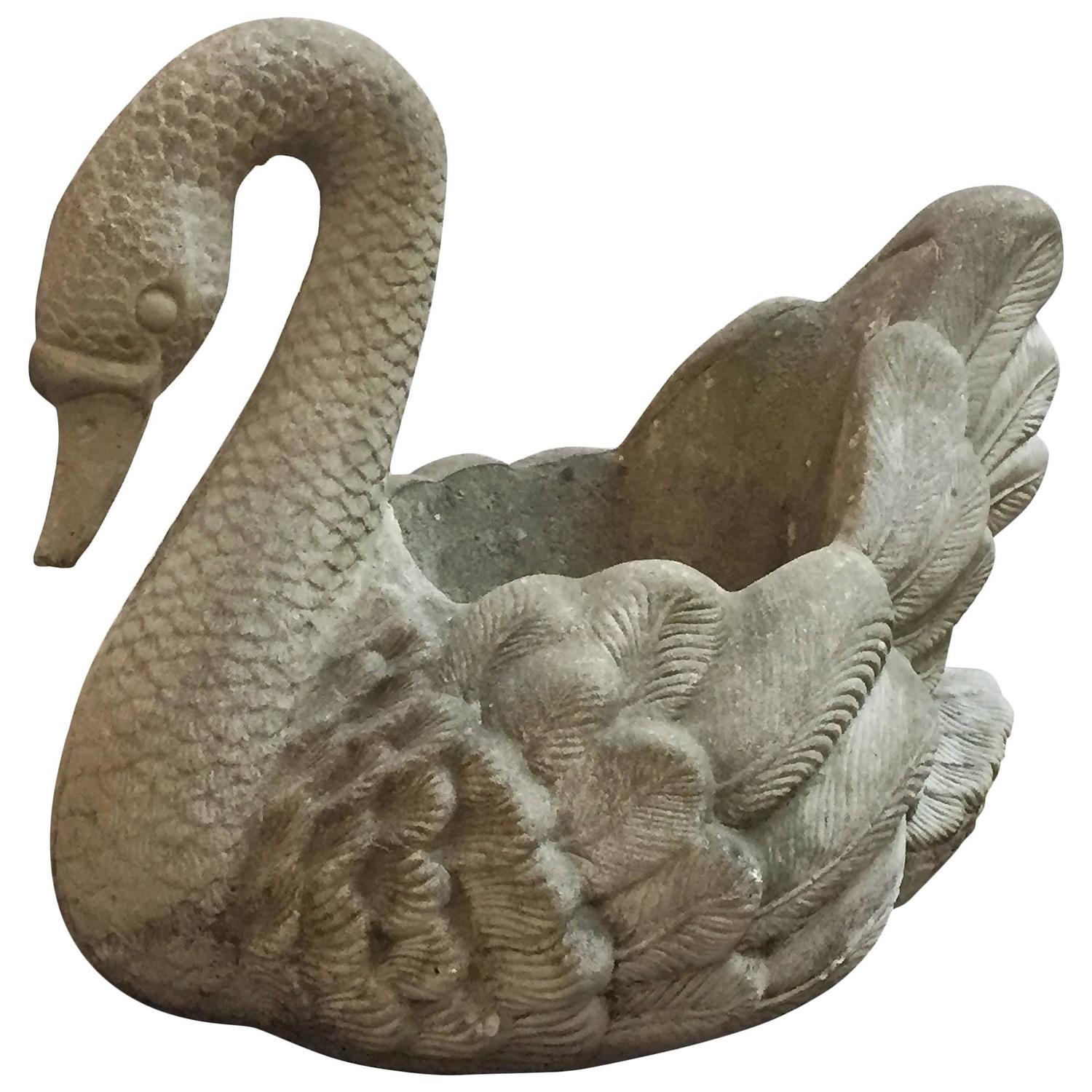 Large English Garden Stone Planter of a Swan at 1stdibs