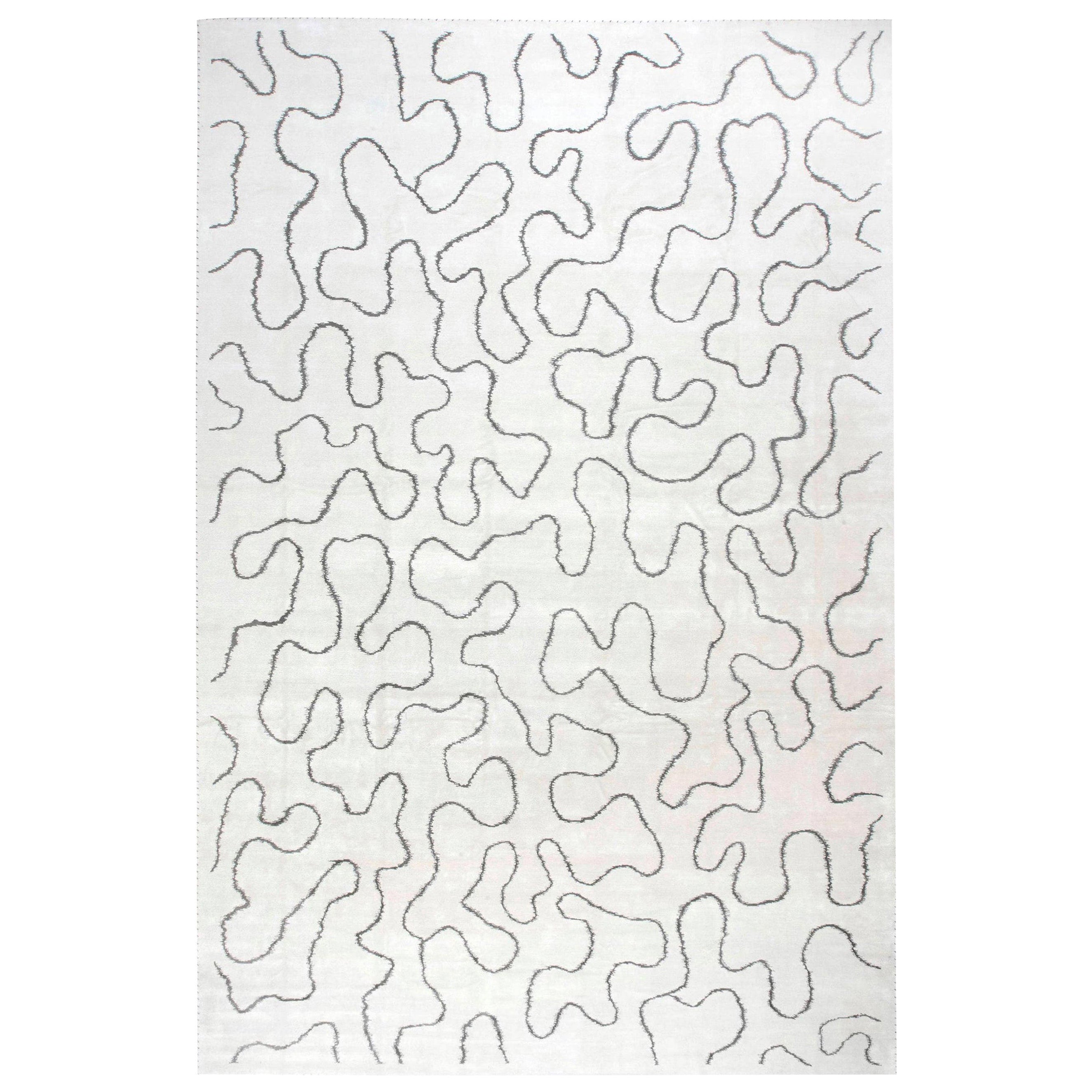 Modern Ribbon Design Black and White, Wool and Silk Rug by Doris Leslie ...