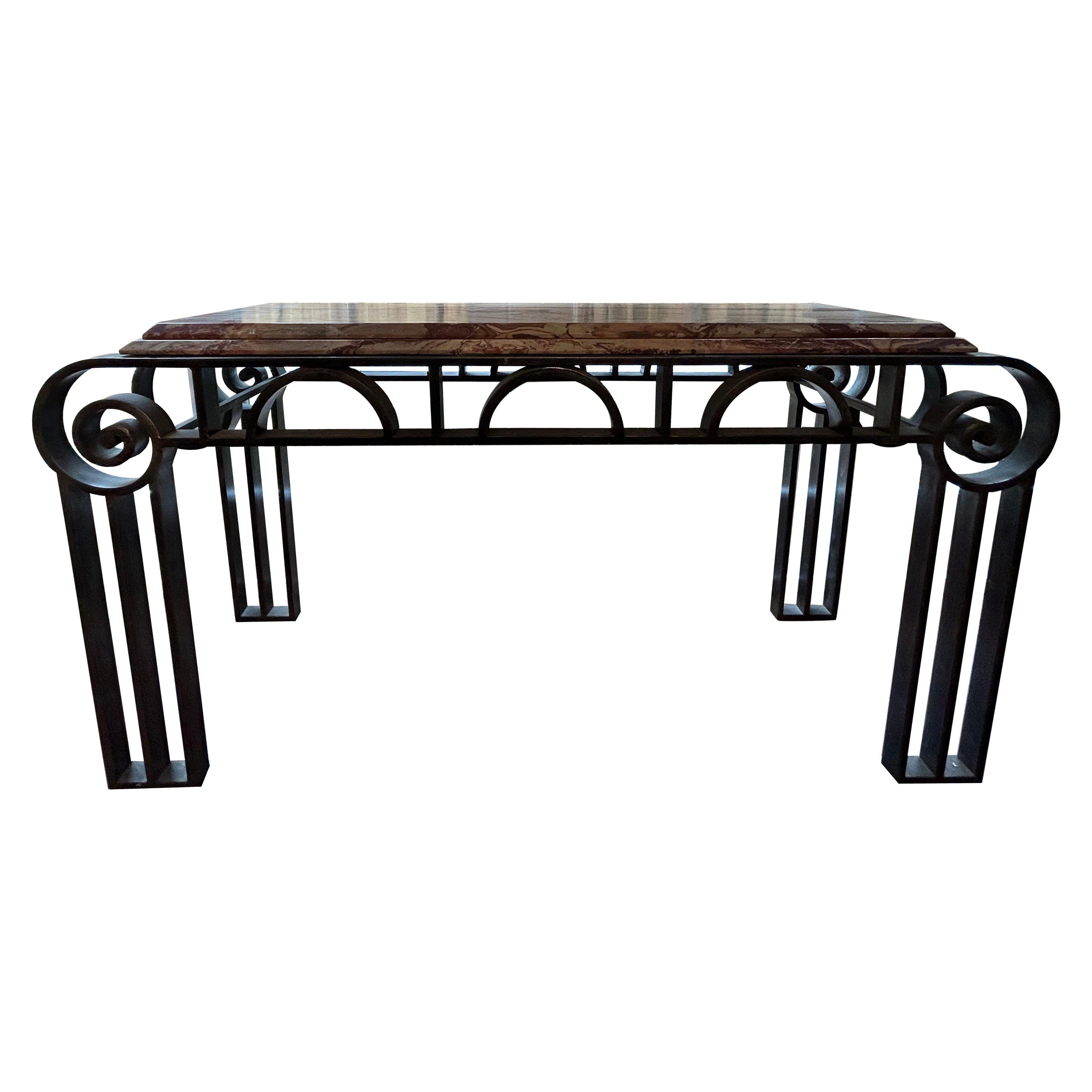Circa 1930s Art Deco Wrought-Iron Marble Console Pier Table For Sale at ...