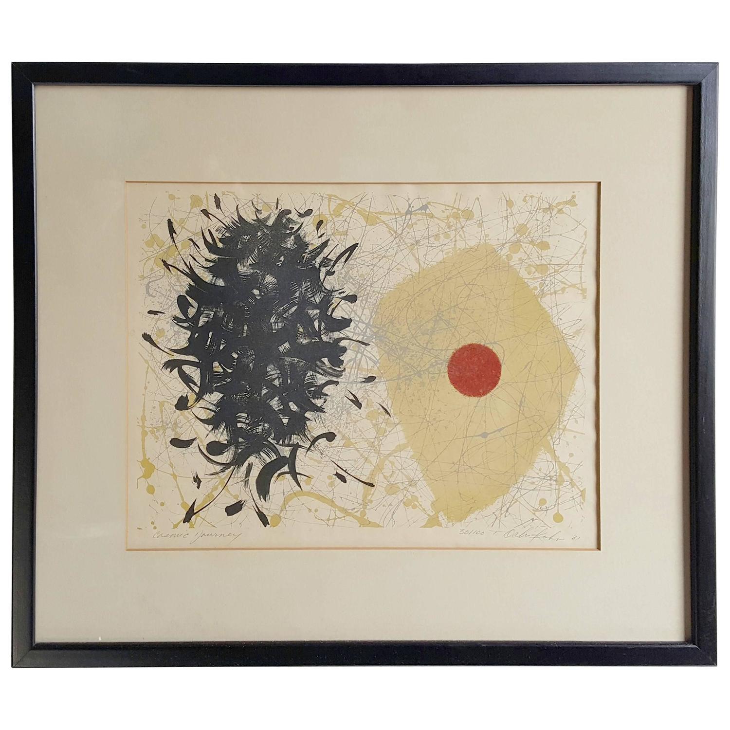 Modernist Abstract Lithograph by Tetsuo Ochikubo, "Cosmic Journey" For ...
