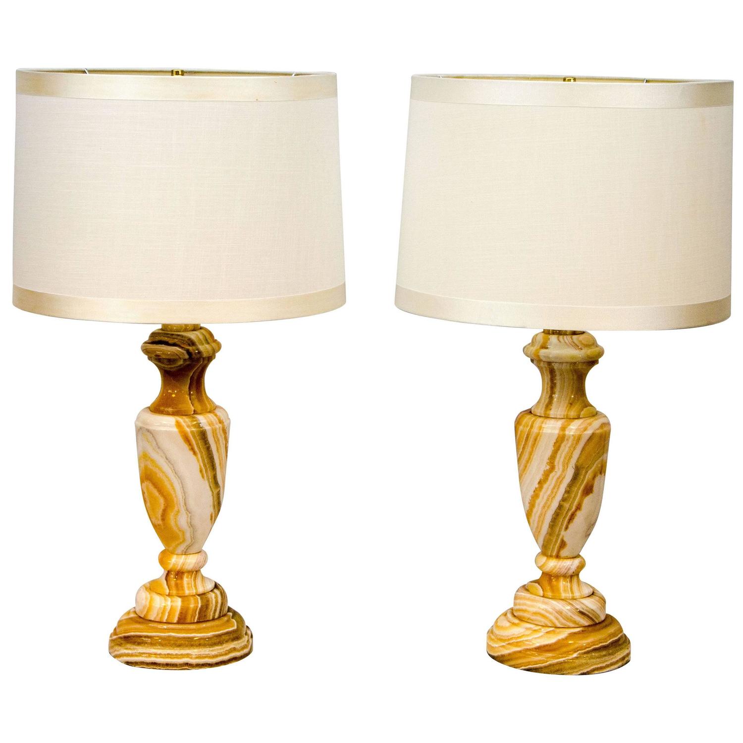 Pair of Mid-Century Onyx Table Lamps For Sale at 1stdibs
