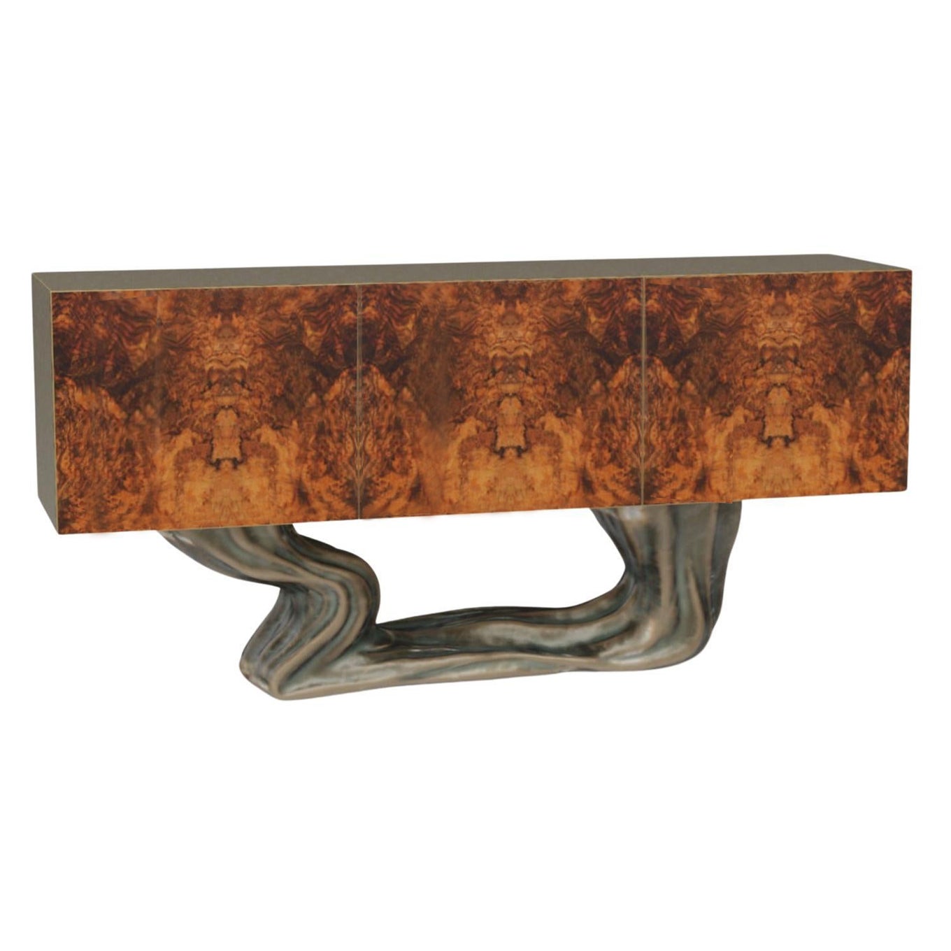 New Design Sideboard in Wood with Walnut Root Veneer High Gloss Finish ...