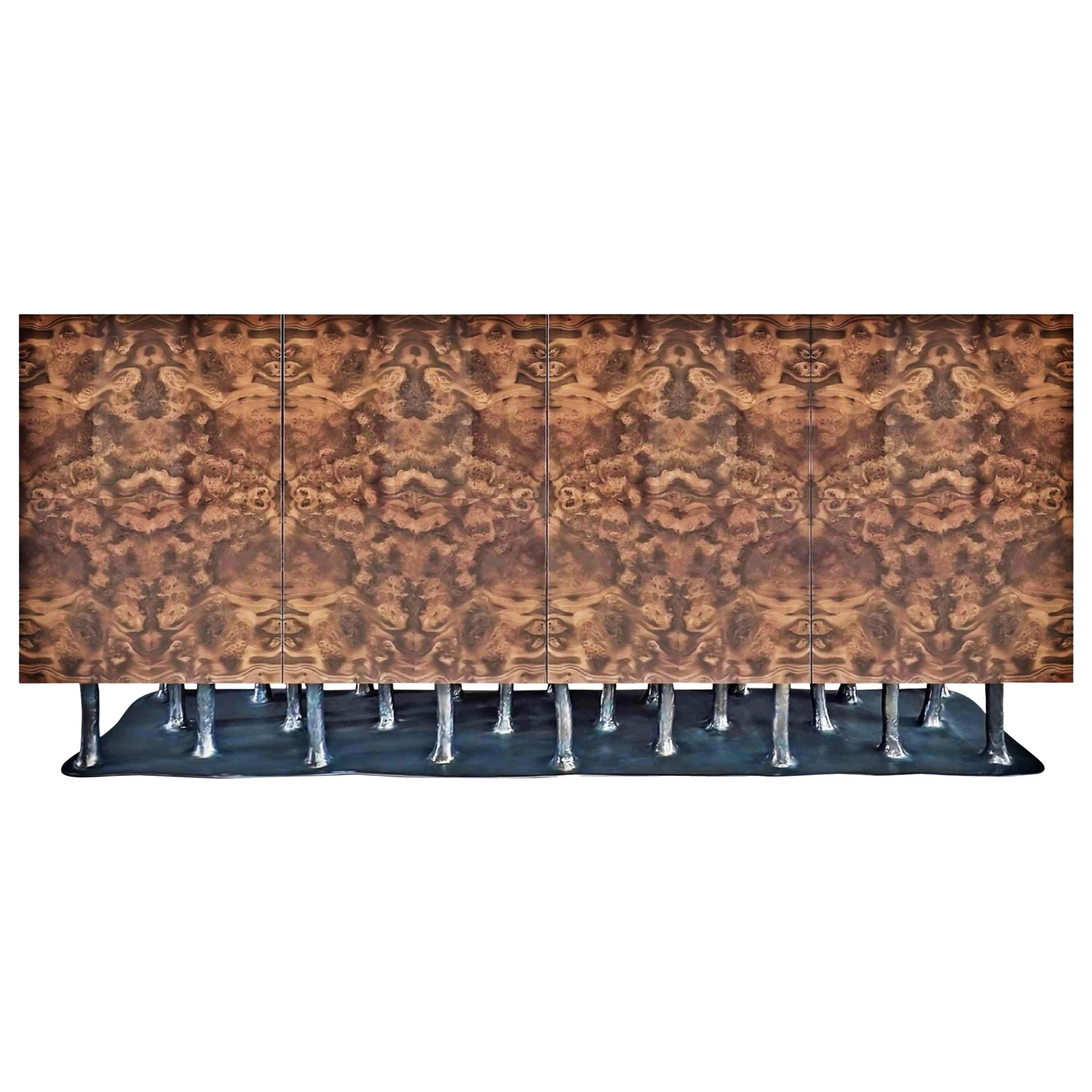 New Design Sideboard in Wood with Walnut Root Veneer High Gloss Finish ...