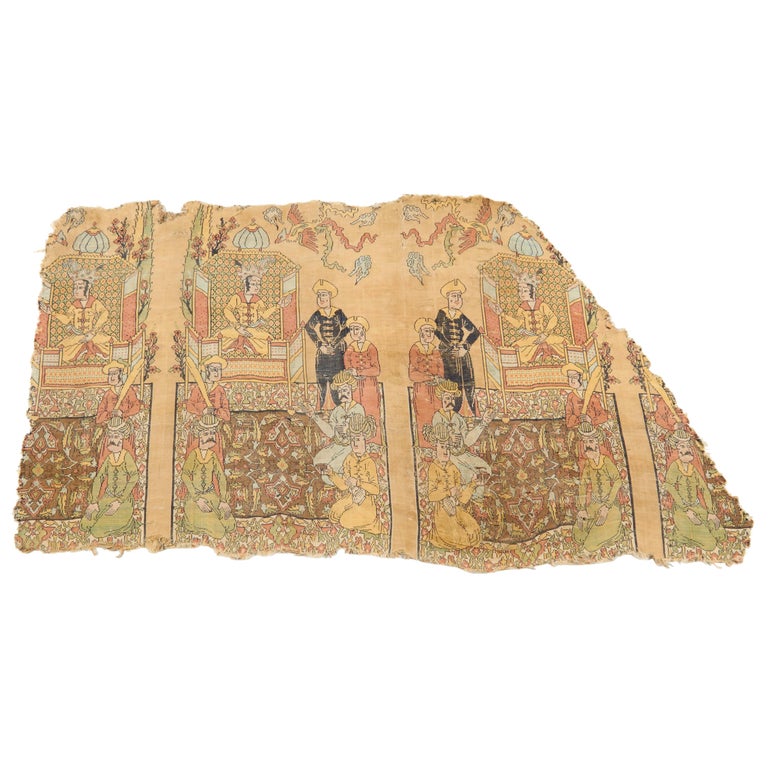 Rare Islamic Persian Safavid Silk Lampas Textile Fragment, Safavid ...