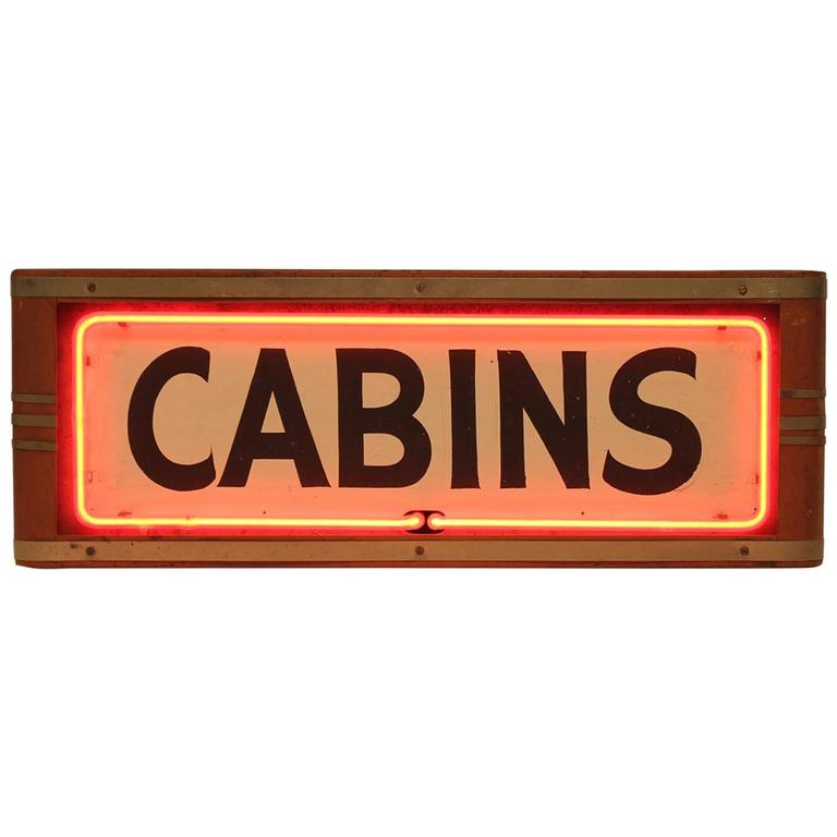 1930s Neon Cabins Sign at 1stDibs