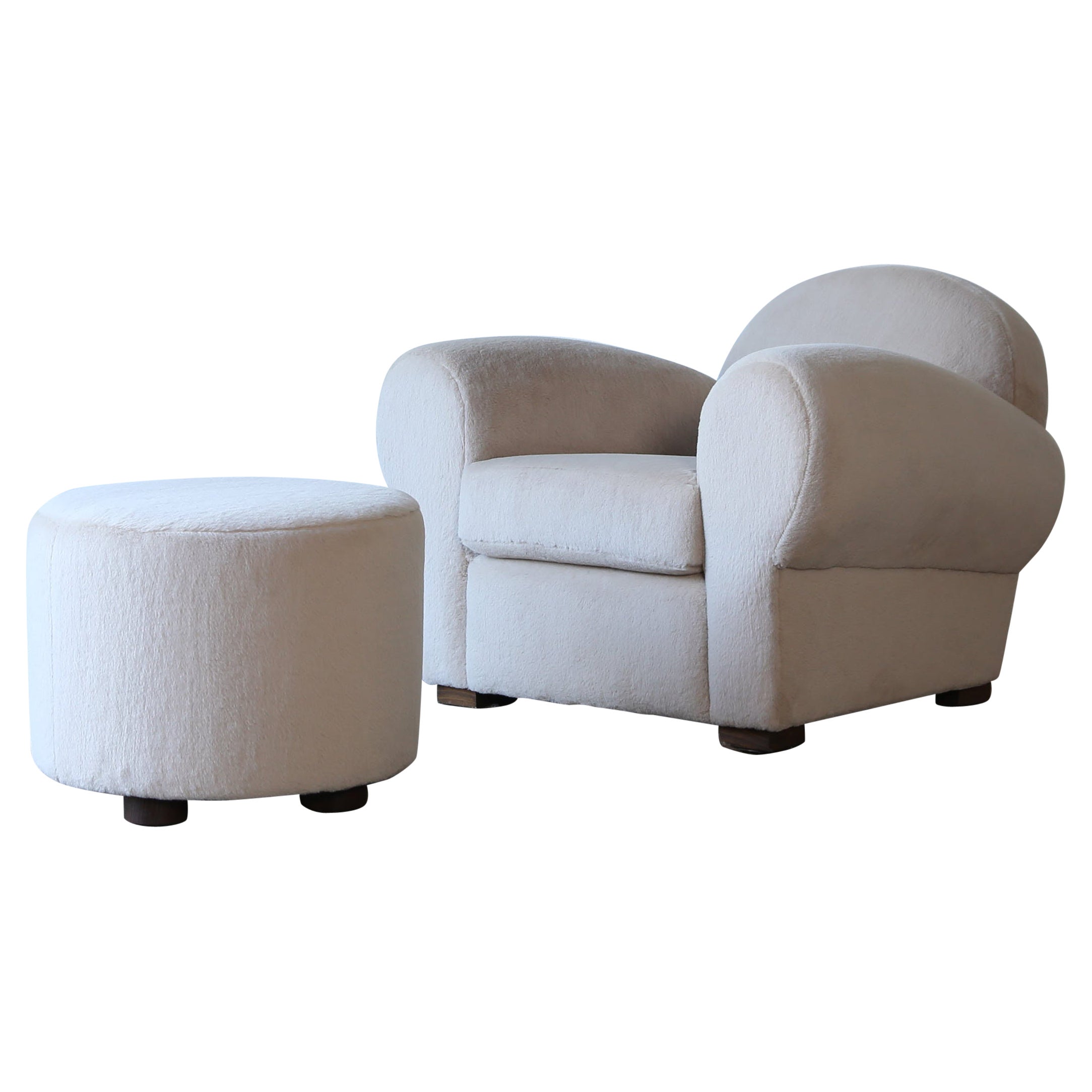 Superb Club Chair and Ottoman, Upholstered in Pure Alpaca For Sale at ...