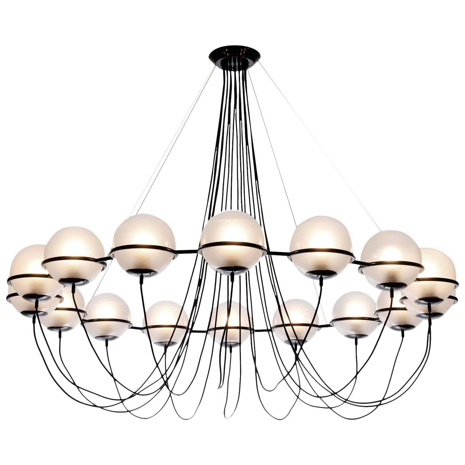 Large Chandelier with 16 Glass Spheres For Sale at 1stdibs
